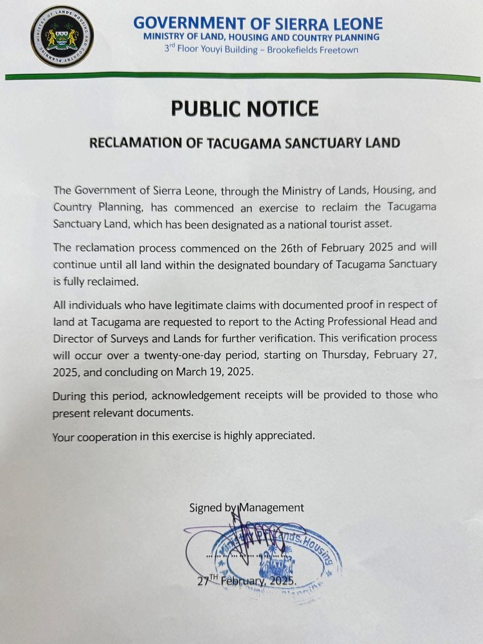 Public Notice • Ministry of Information and Civic Education